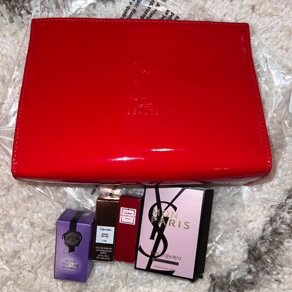 Yves Saint Laurent | Bags | New Red Ysl Beaute Patent Cosmetic Makeup ...